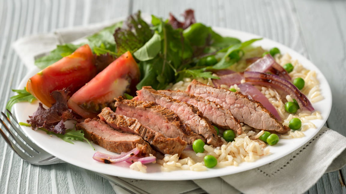 Indian Beef Flank Steak and Rice | American Heart Association Recipes